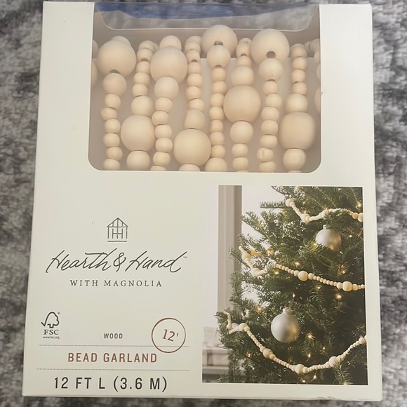 Hearth & Hand | Holiday | 2 Hearth And Hand 2 Light Wood Bead Garland 2 ...